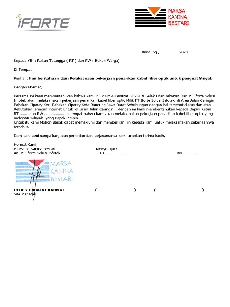 Surat Permohonan Izin RT Dan RW | PDF