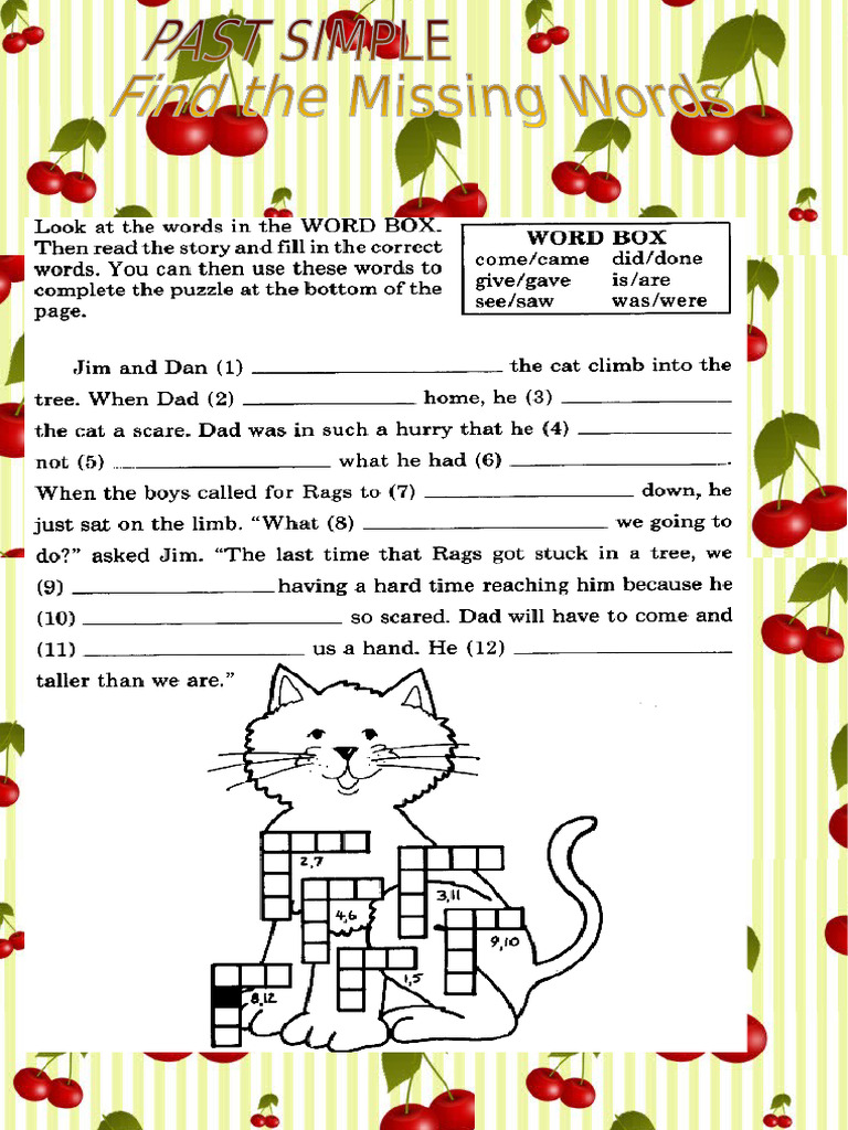 Past Simple Find The Missing Words | PDF