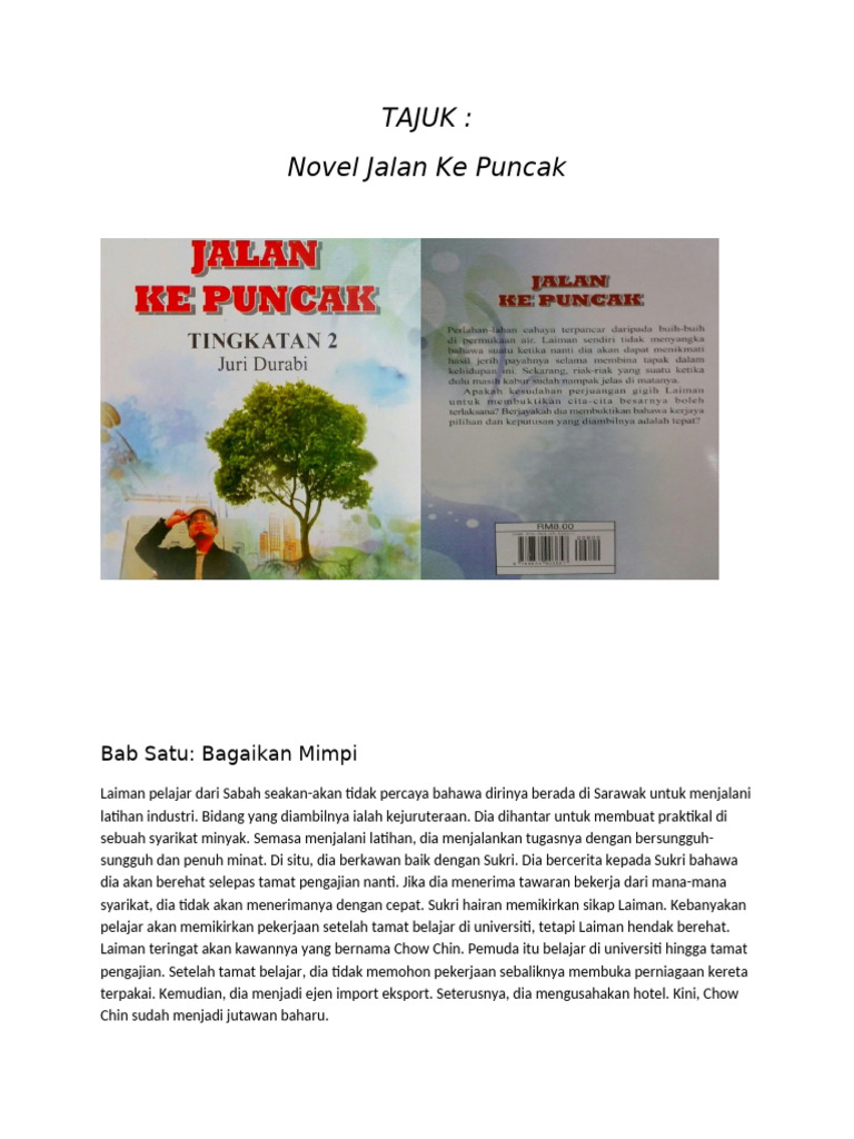 Sinopsis Novel Jalan Ke Puncak | PDF
