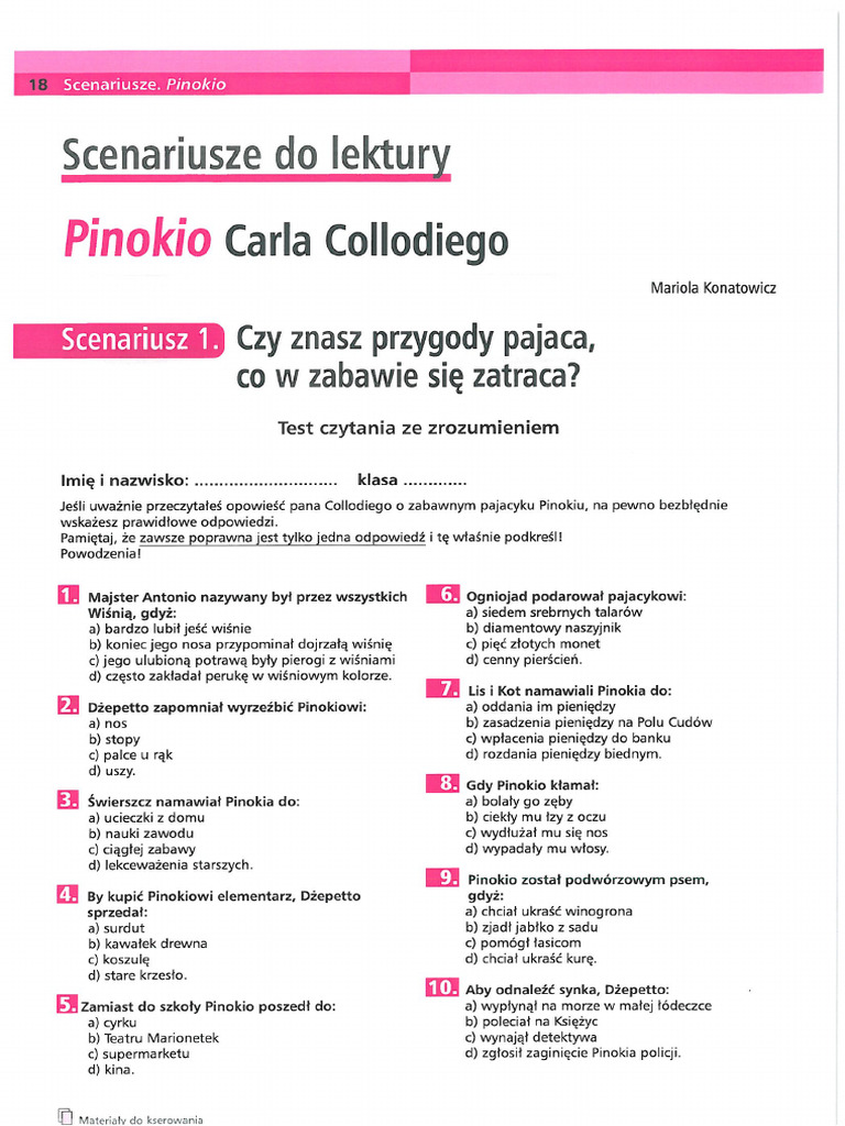 Pinokio-Test I Scenariusz | PDF