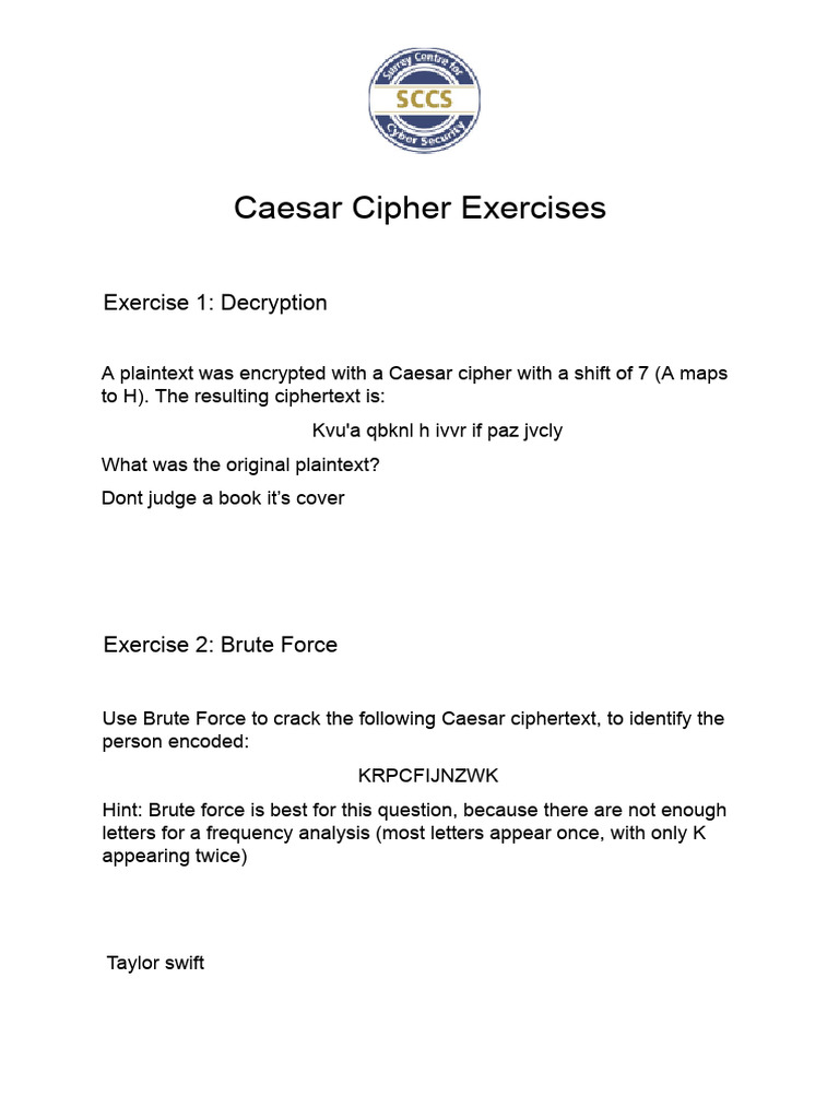 Caesar Cipher Challenge Student Worksheet | PDF | Computer Security ...
