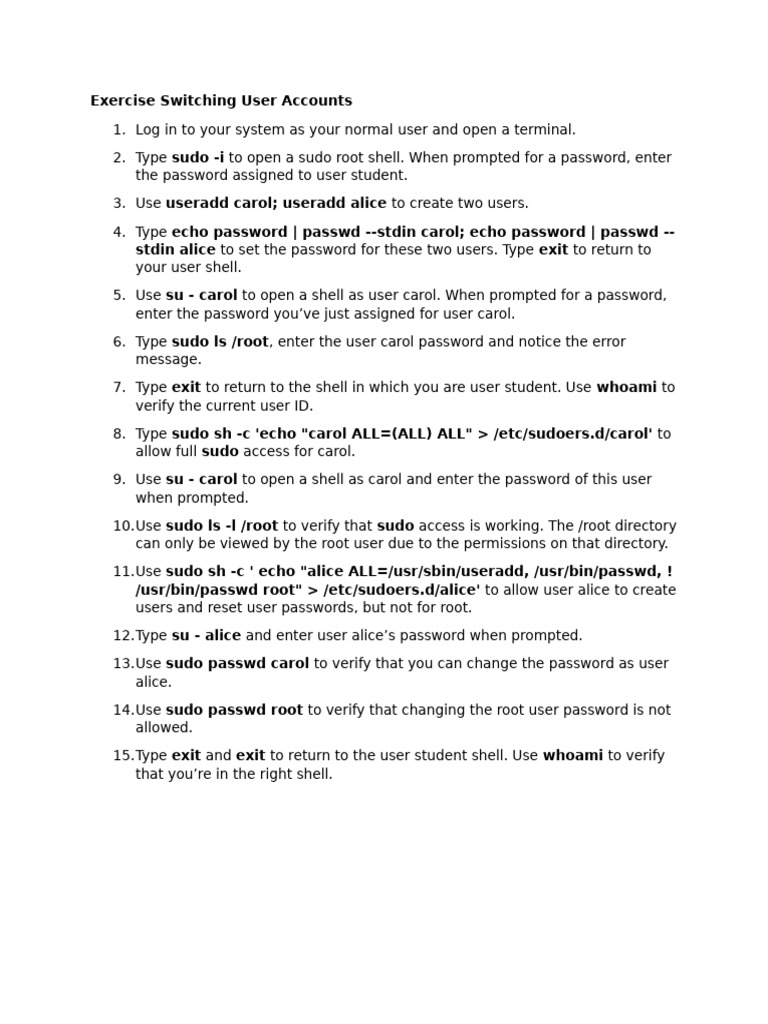 Exercise-Switching User Accounts 2 | PDF