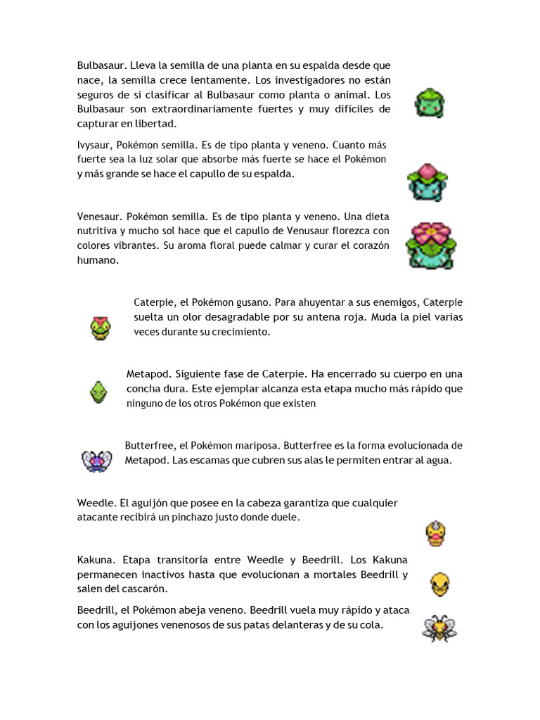 Pokémon Semilla y Evoluciones: Guía Completa | PDF | Hogar, jardinería ...