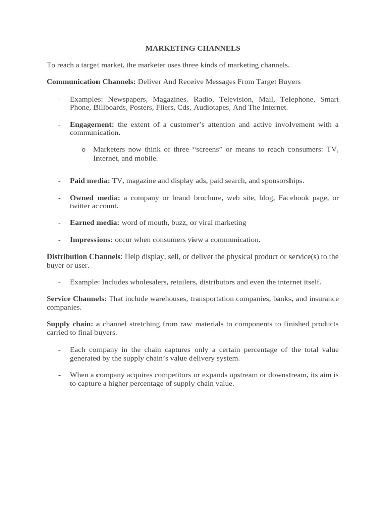 Marketing Channels | PDF