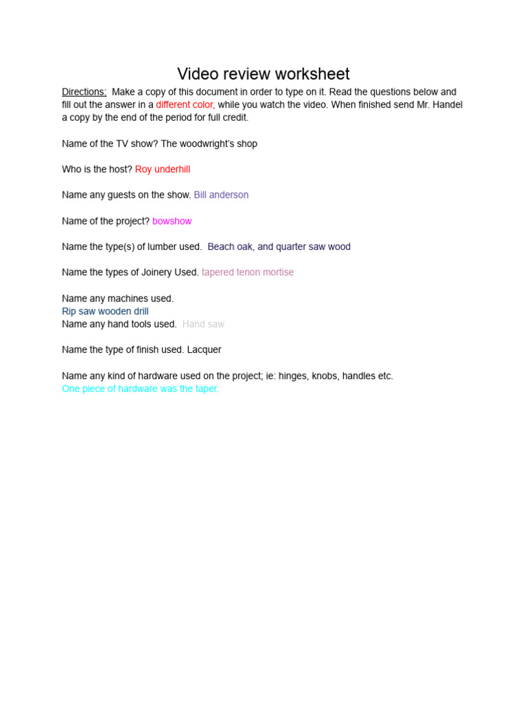 (Template) (Template) Video Review Worksheet | PDF | Home & Garden