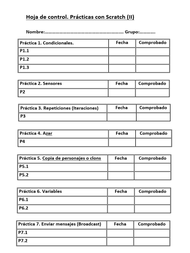 Hoja Control 2 | PDF