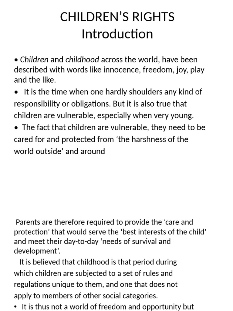 Presentation1 The RIGHTS of The CHILDREN SLIDES For Part Two Human ...