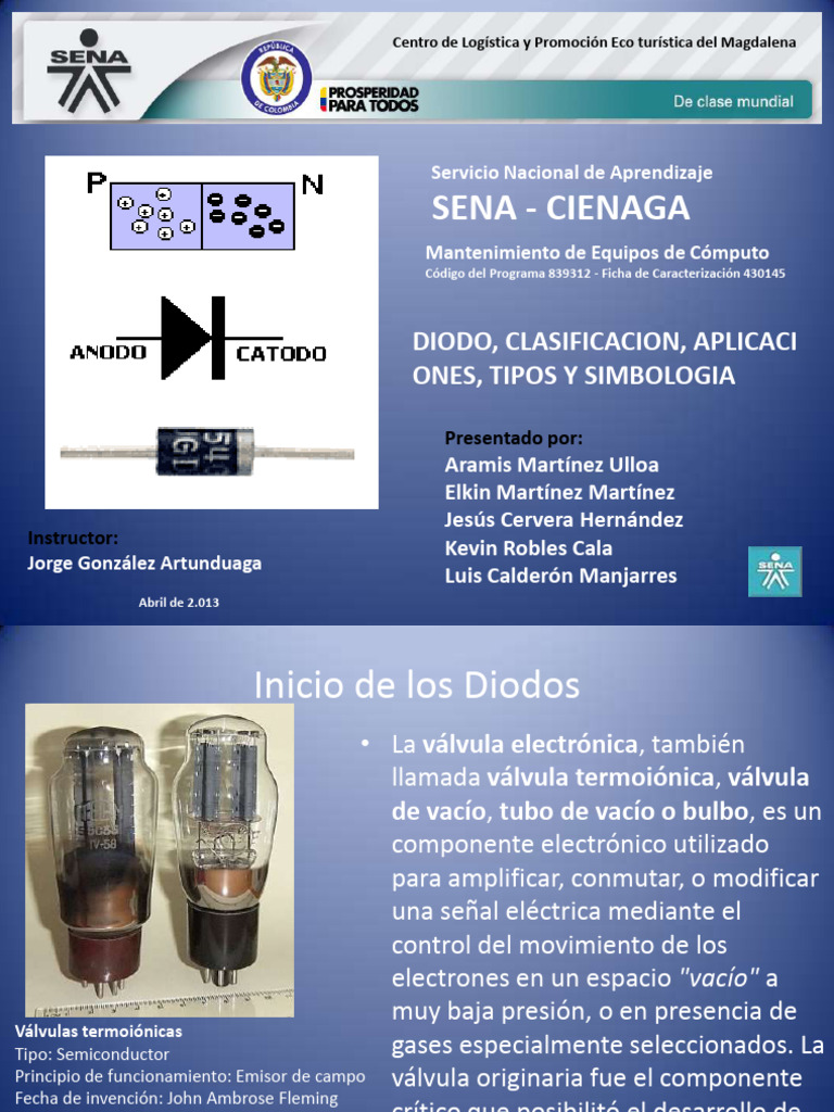 Tipos y simbolismo de diodos electrónicos | PDF | Tubo vacío | Diodo