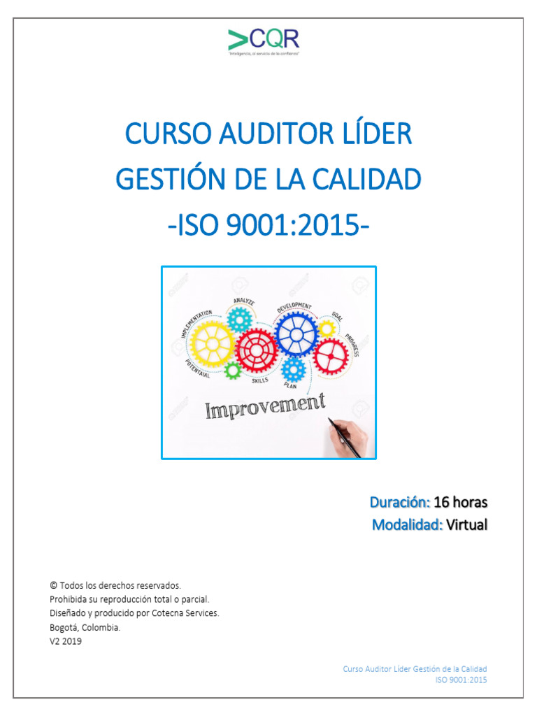 Curso Auditor Líder ISO 9001:2015 | PDF | Calidad (comercial) | Gestión ...