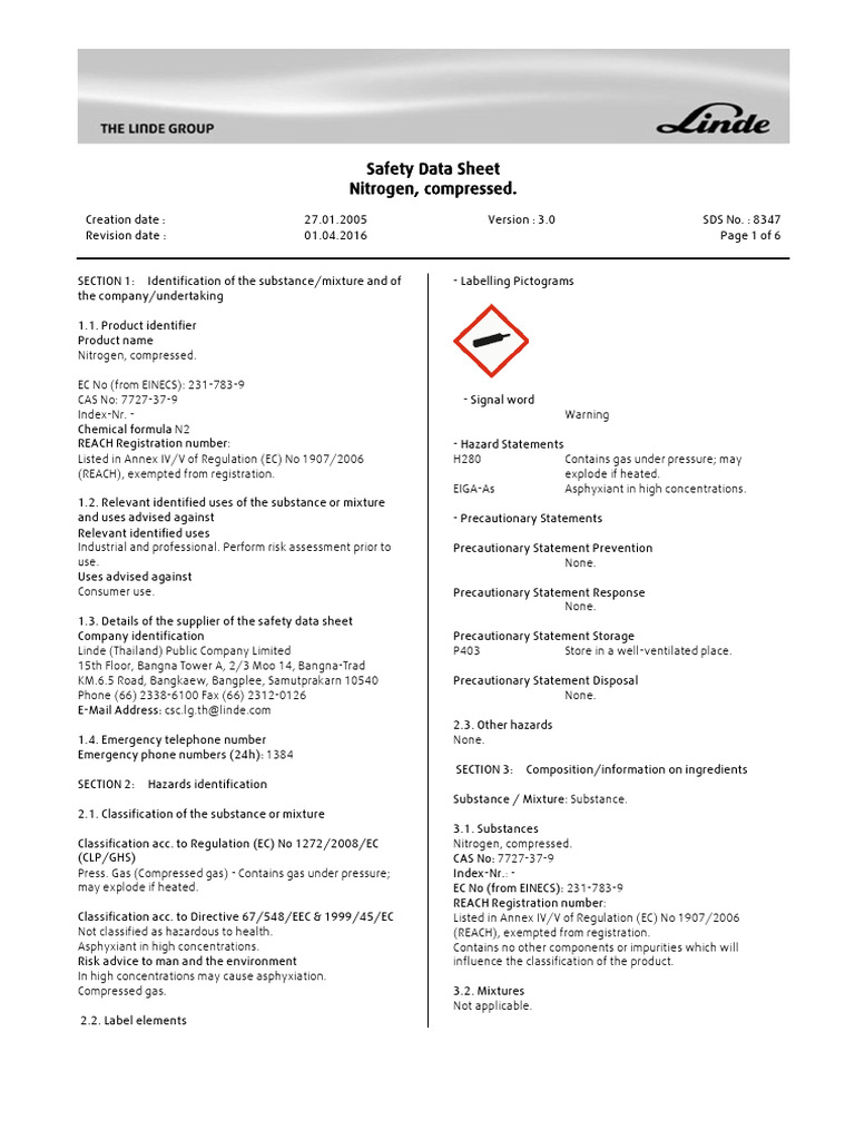 Compressed Nitrogen en Tcm371-282504 | PDF | Personal Protective ...