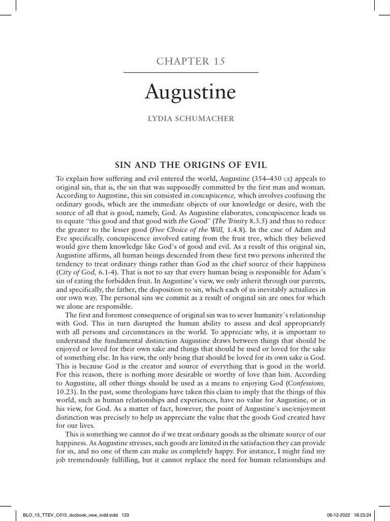 Augustine On Suffering and Evil - Schumacher | PDF | Augustine Of Hippo | Original Sin
