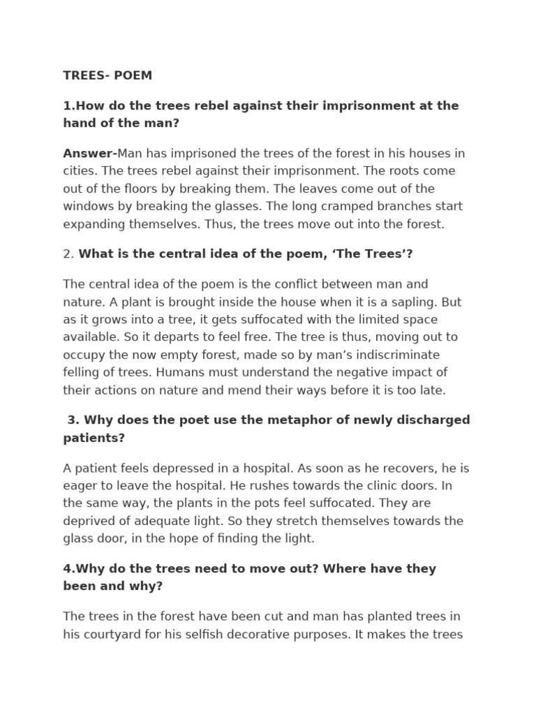 Grade X Trees Poem, Foot Prints Without Feet Notes | PDF | Trees