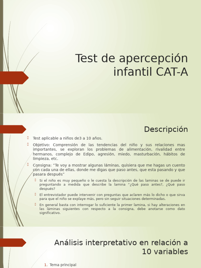 Test de Apercepción Infantil CAT-A | PDF | Sicología