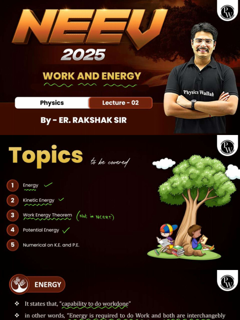 Work and Energy 02 - Class Notes - Neev 2025 | PDF