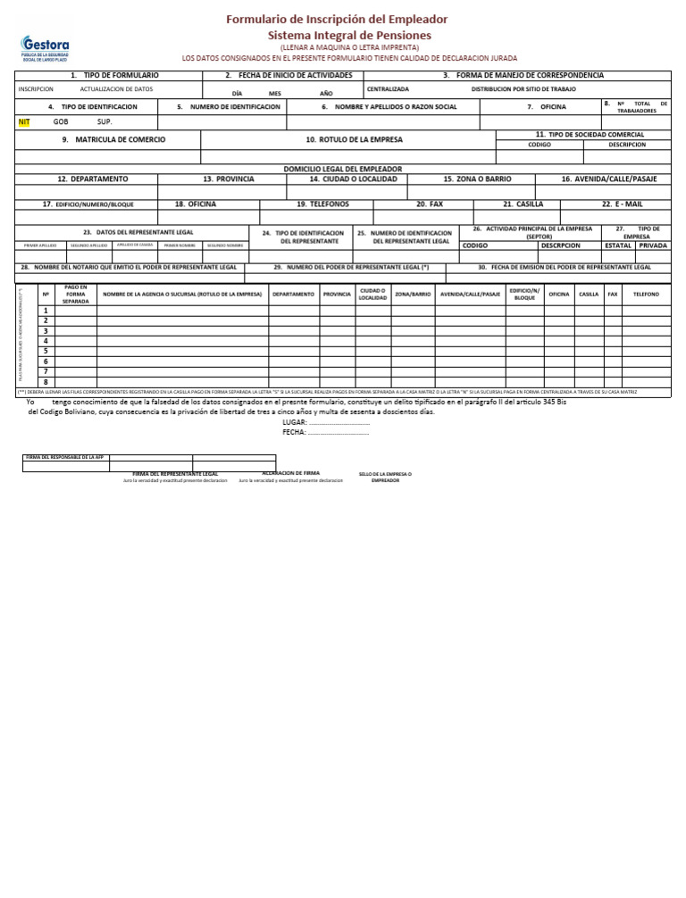 Formulario de Inscripción del Empleador | PDF