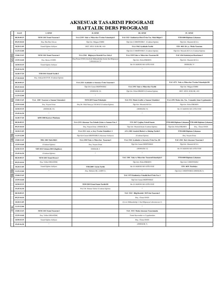 Ders Programi | PDF