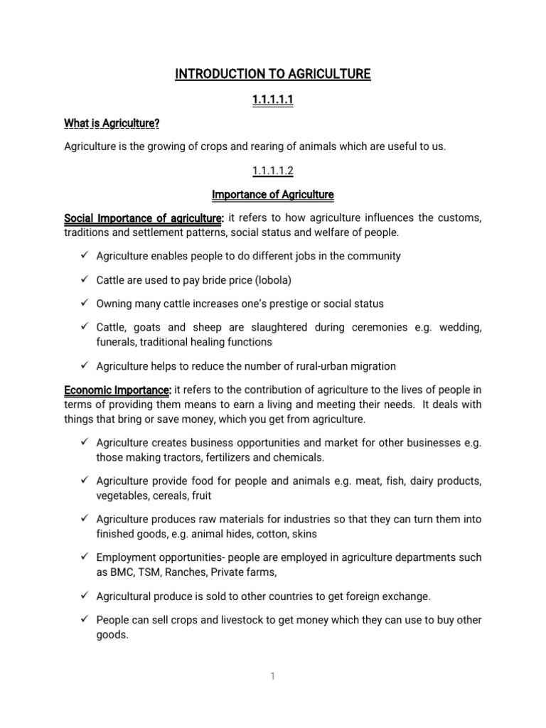 Introduction To Agriculture | PDF