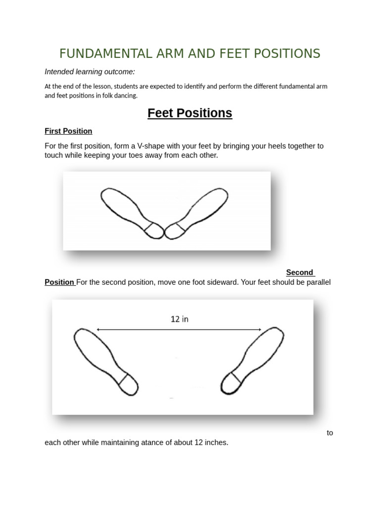 Fundamental Positions in Folk Dance | PDF | Foot | Arm