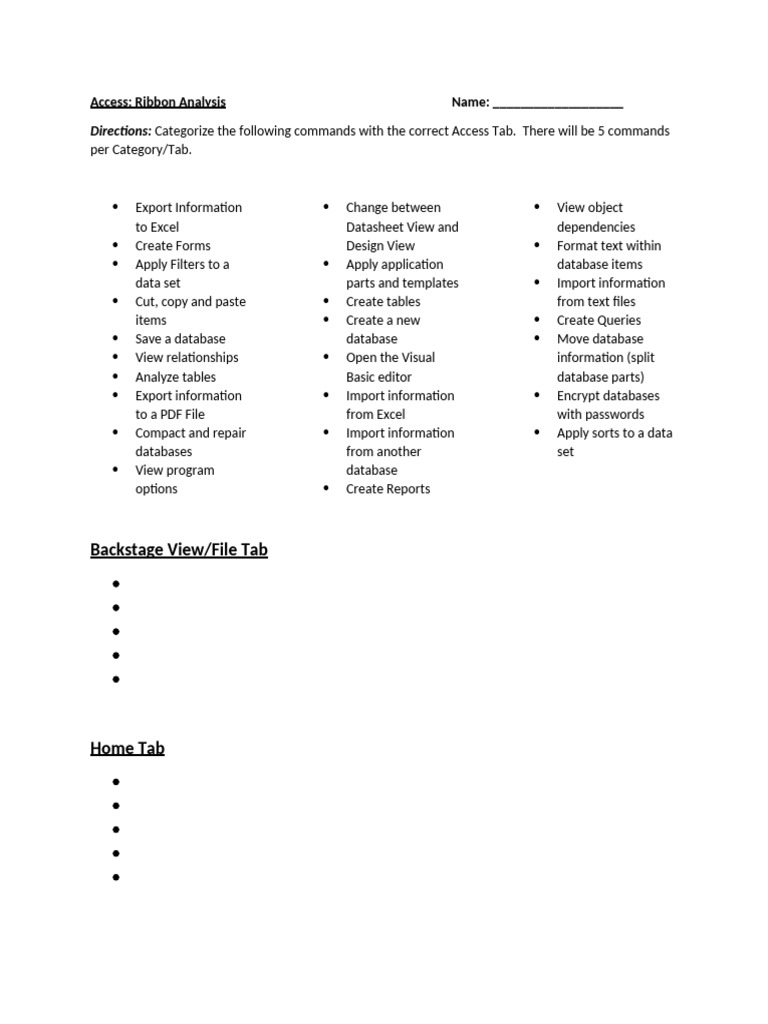 Access Ribbon Analysis | PDF