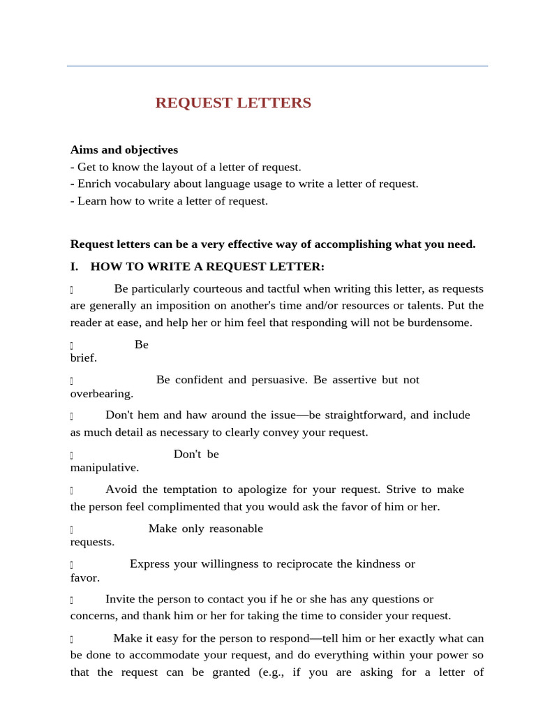 Handout REQUEST LETTERS | PDF | Human Communication