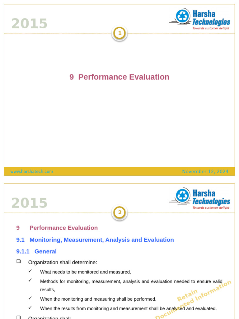 ISO 9001:2015 Performance Evaluation Guide | PDF | Quality Management ...