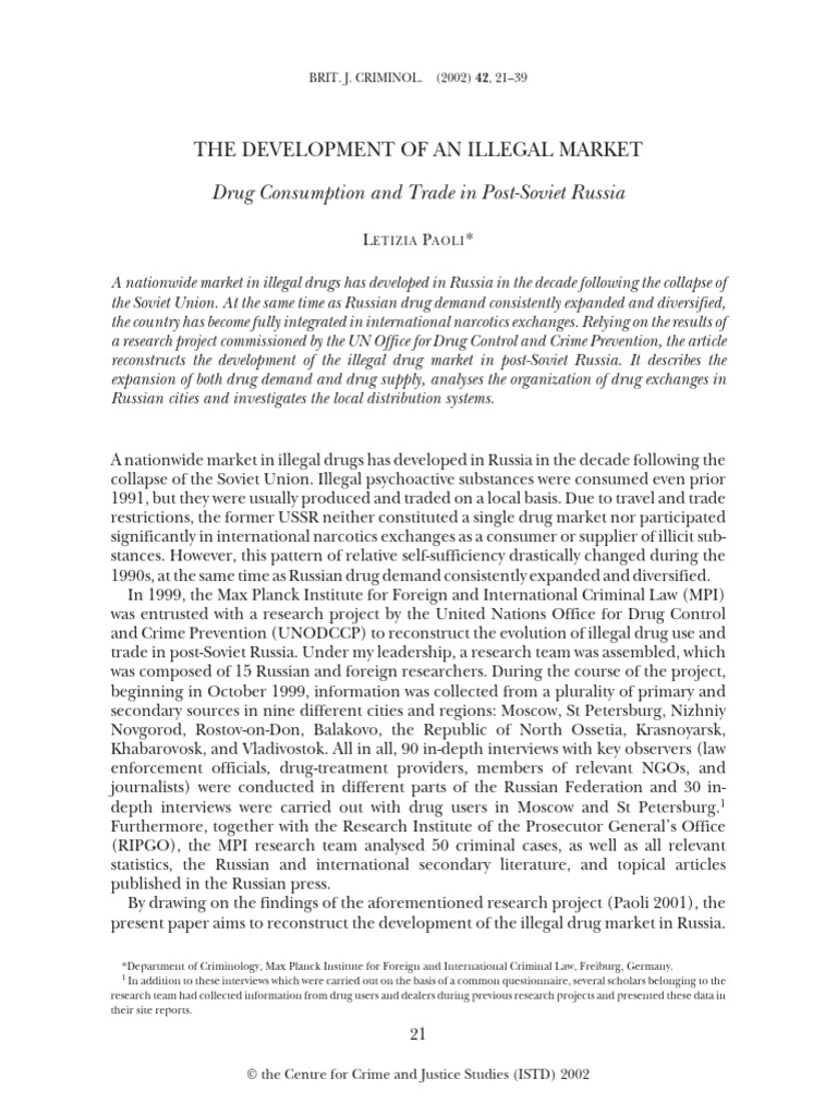Paoli - Development An Illegal Market - BJC - 2002 | PDF | Illegal Drug ...