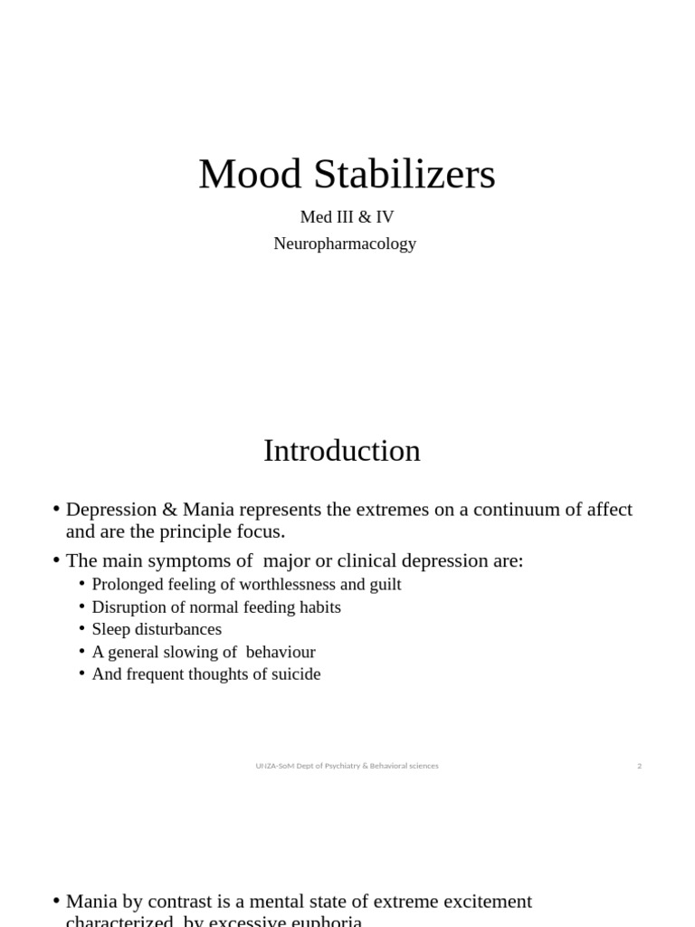 Mood Stabilizers | PDF | Mania | Major Depressive Disorder