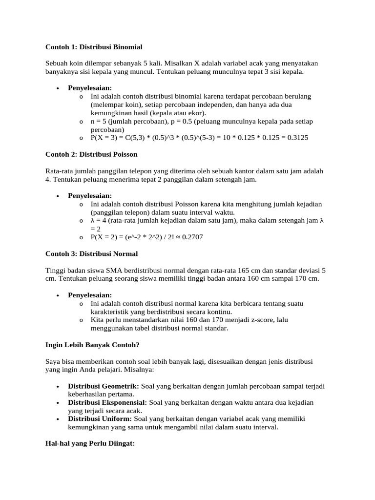 Contoh Soal Distribusi Probabilitas | PDF | Kajian Bahasa Asing ...