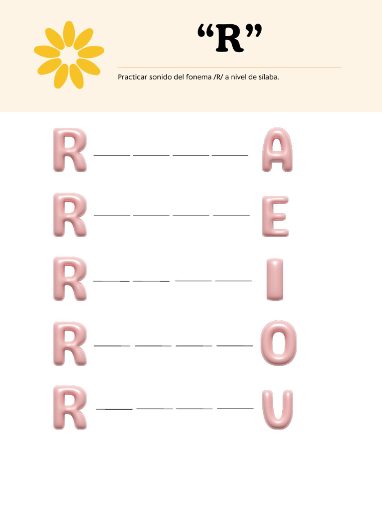 Entrenamiento de Silabas Con El Sonido RR | PDF