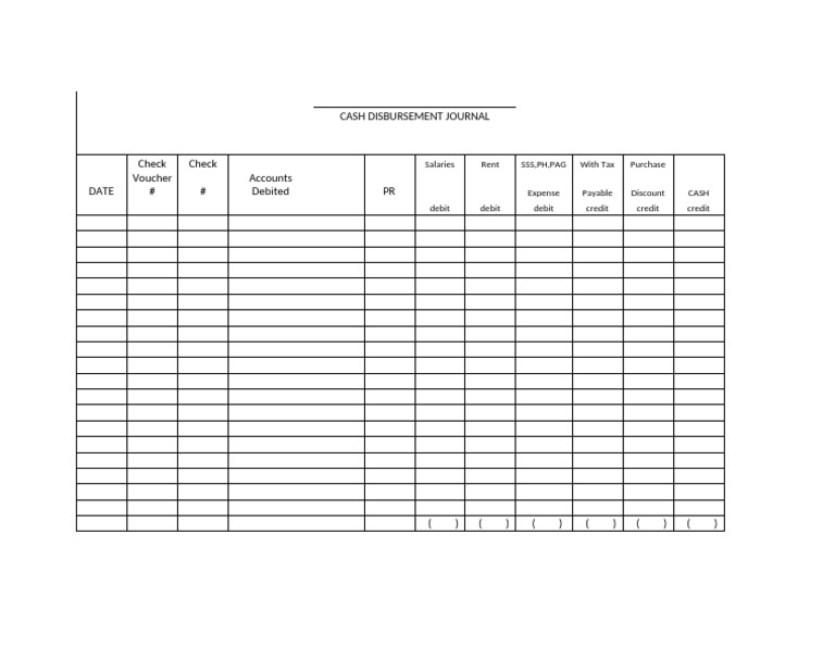 Cash Disbursement Journal Word | PDF