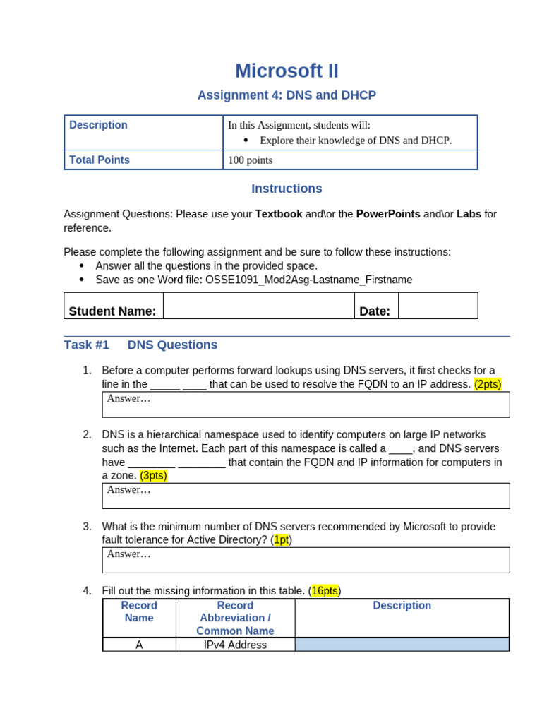 Assignment 4 - DNS and DHCP | PDF | Domain Name System | Ip Address
