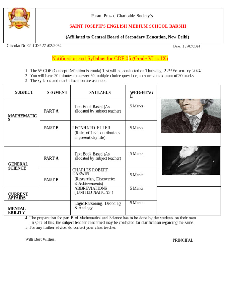 CDF 5th Circular - Grade 6-9 | PDF