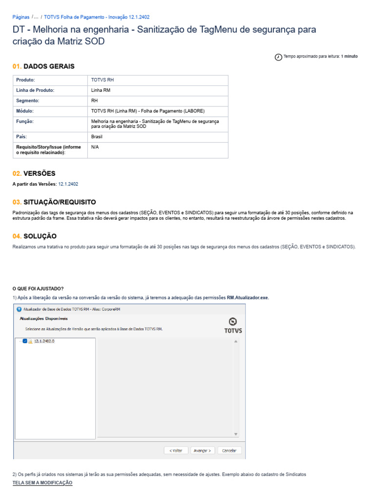 Sanitização de Tags na Folha RM 12.1.2402 | PDF