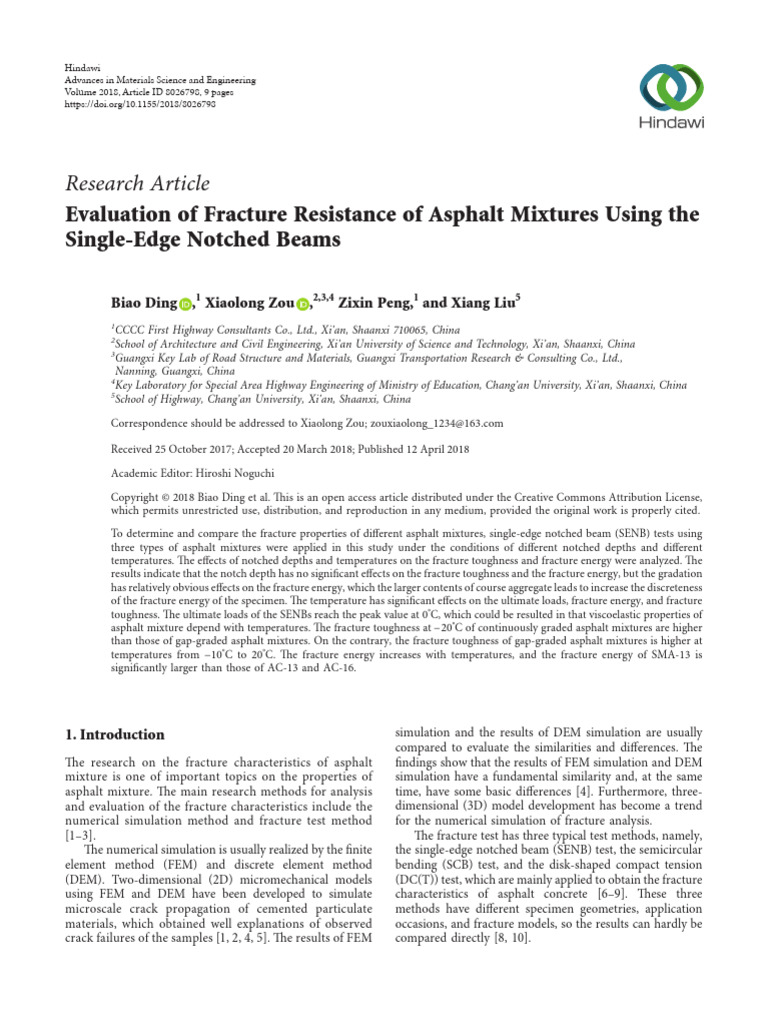 (2018) Ding Et Al. - Evaluation of Fracture Resistance of Asphalt Mixtures Using The Single-Edge ...