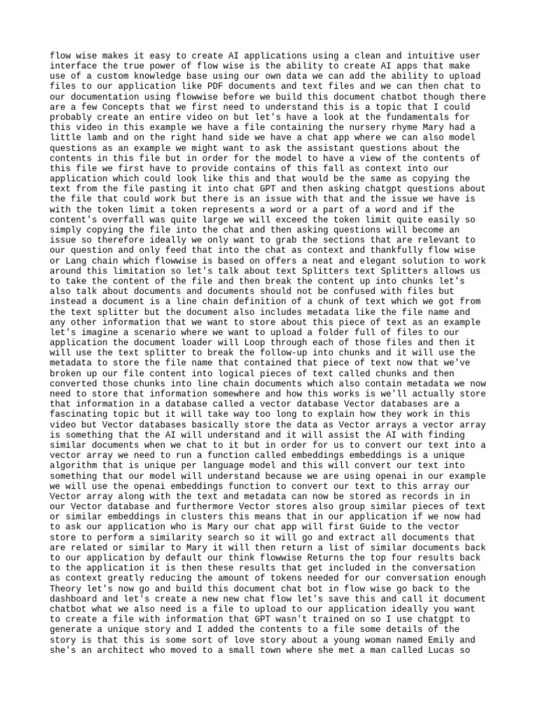 Flowise AI Tutorial #3 File Loaders, Text Splitters, Embeddings ...