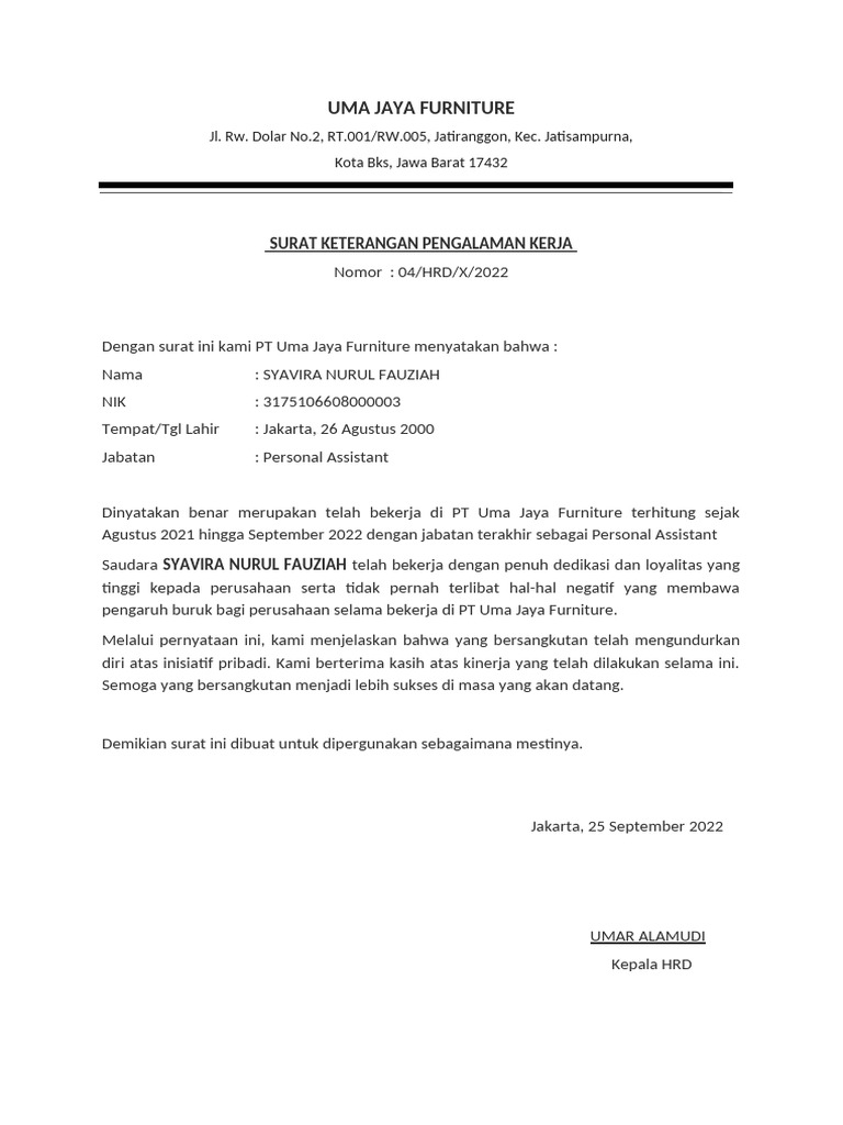 Contoh Surat Paklaring | PDF