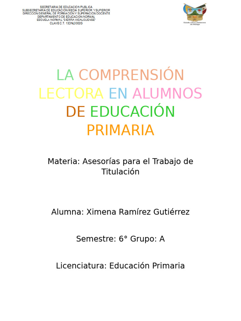 La Comprensión Lectora en Alumnos de Educación Primaria | PDF ...