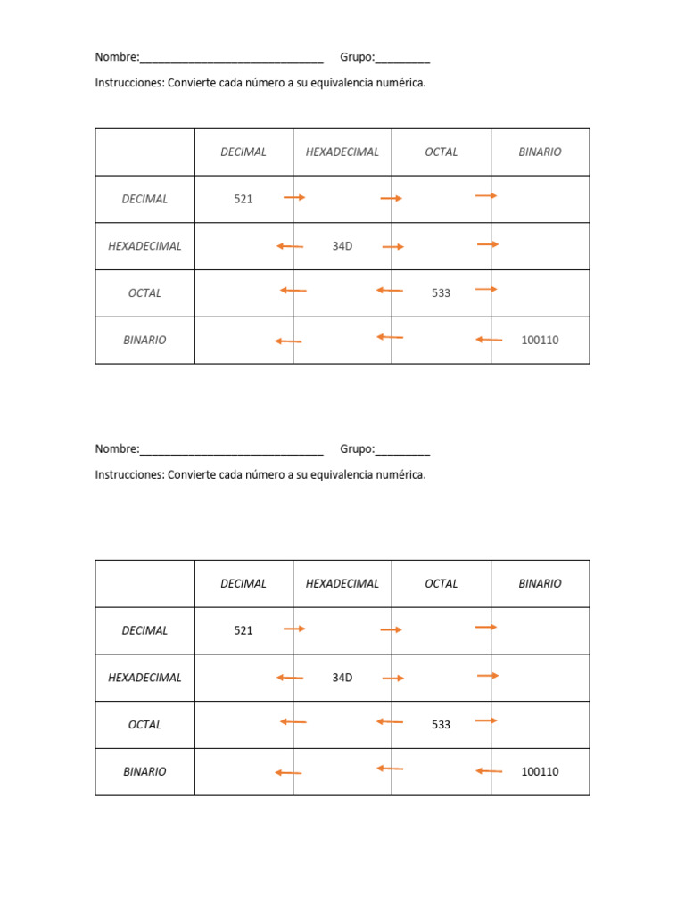 Conversiones Numericas (Resolver) | PDF