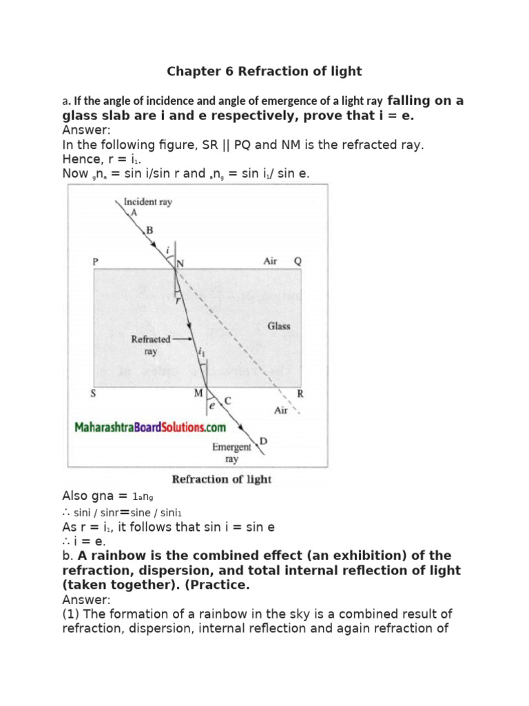 Light Refraction and Rainbows Explained | PDF