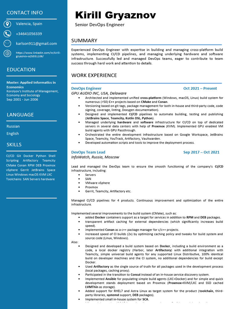 CV Kirill Gryaznov | PDF | System Software | Computer Science