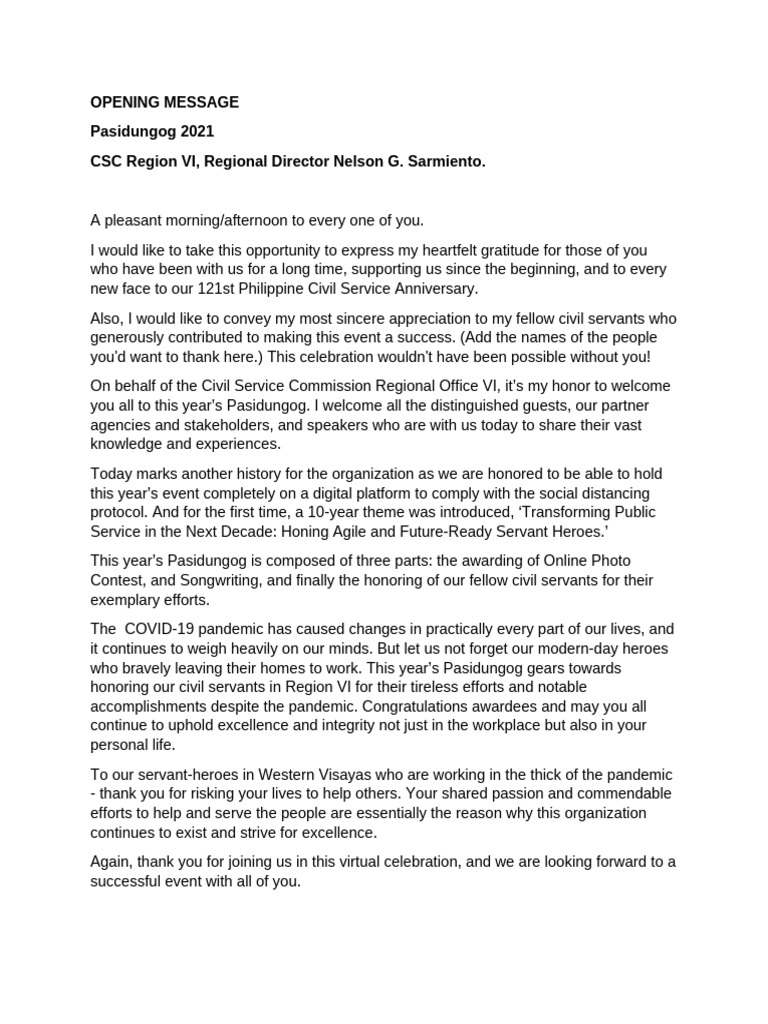 Opening Message For Maruja | PDF | Career & Growth