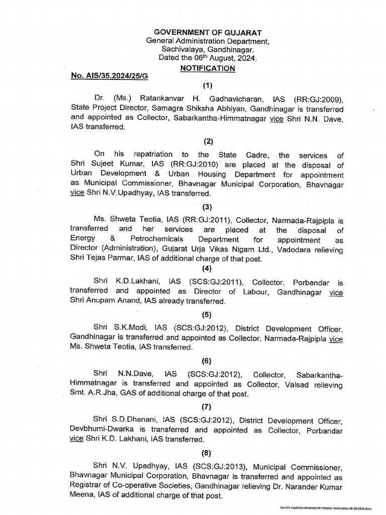 IAS Transfer Notification AIS.35.2024.25.G Date 06.08.2024 | PDF