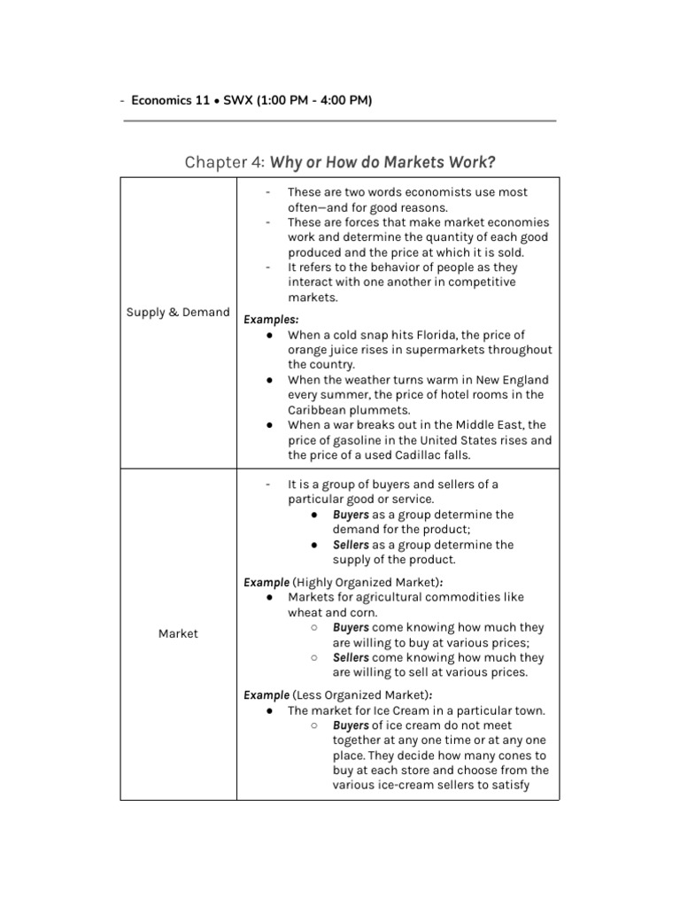 (Book Summary) CHAPTER 4, Why or How Do Markets Work - (P | PDF ...
