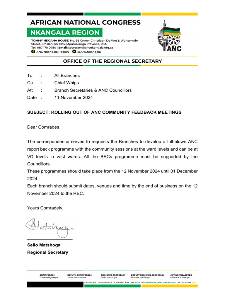 Rolling Out of ANC Community Feedback Meeting | PDF