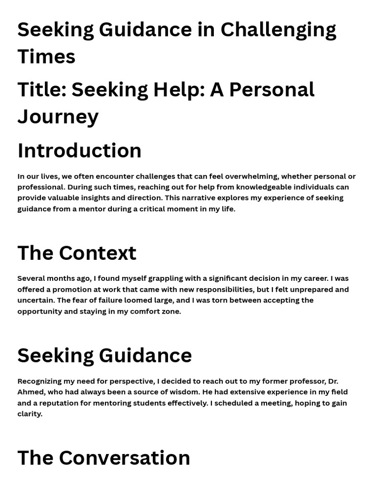 Seeking Guidance in Challenging Times | PDF | Mentorship | Experience