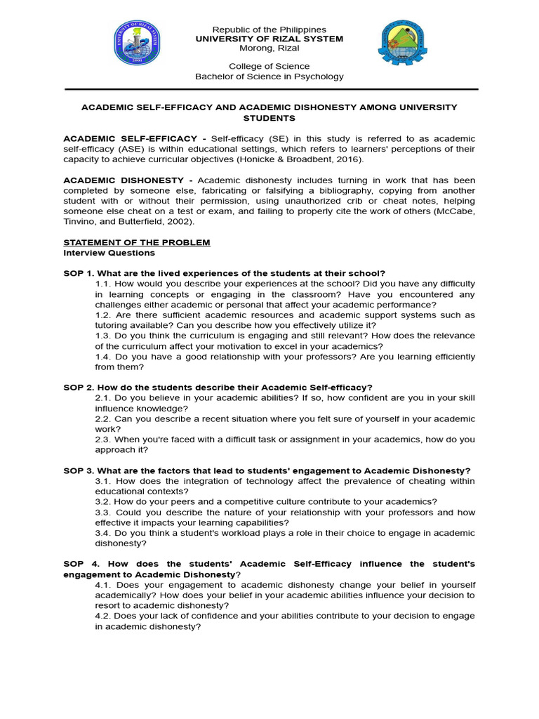 INSTRUMENTATION | PDF | Academic Dishonesty | Self Efficacy