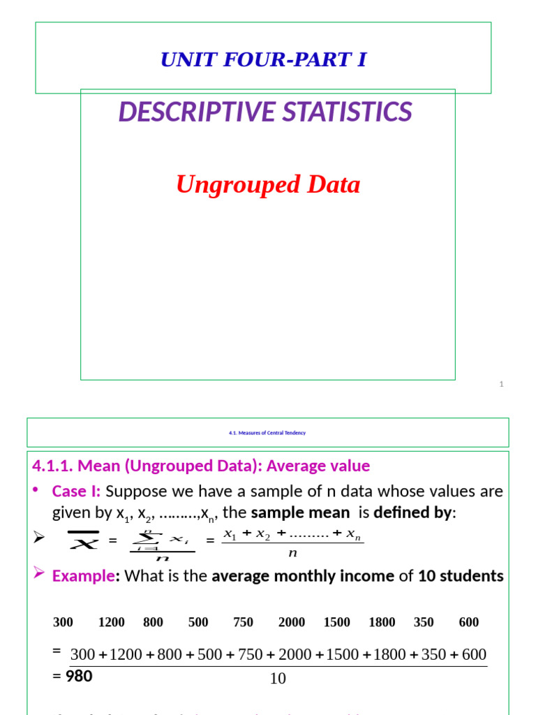 Descriptive Statistics: Central Tendency | PDF | Mode (Statistics) | Mean