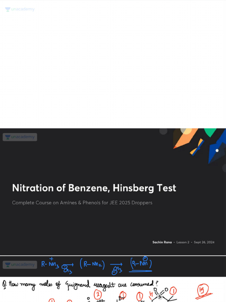 Nitration of Benzene Hinsberg Test With Anno | PDF