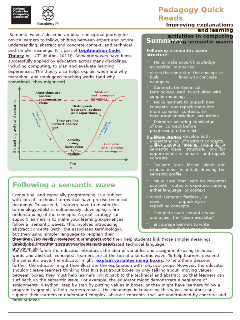 Pedagogy Quick Read 6 - Semantic Waves | PDF | Concept | Semantics