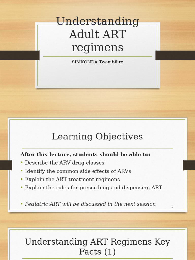 Understanding ART Regimen Adult v1.0 | PDF | Management Of Hiv/Aids ...